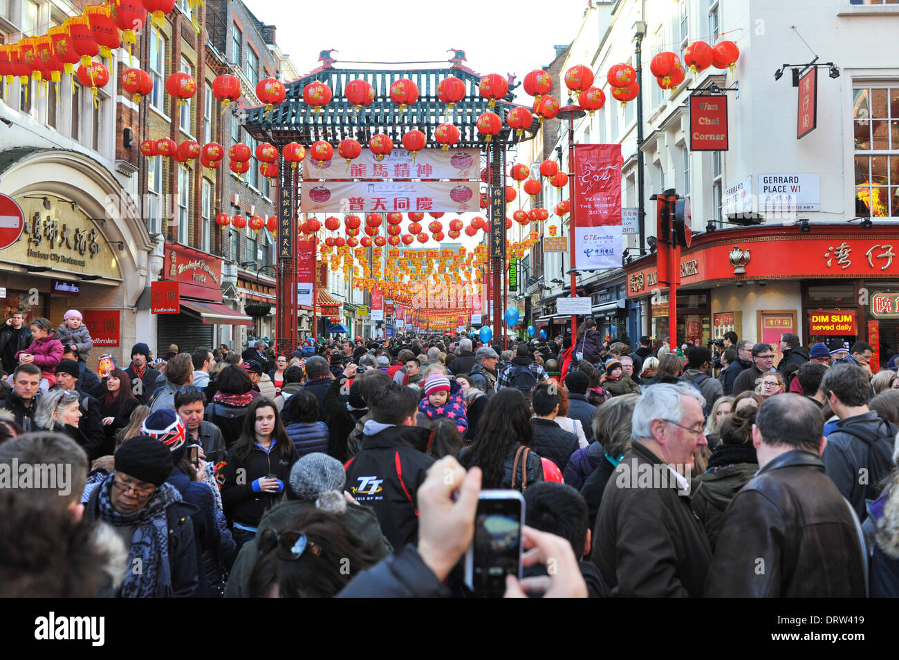 Gerard Street, London, UK. 2nd February 2014. Crowds fill Gerard Street ...