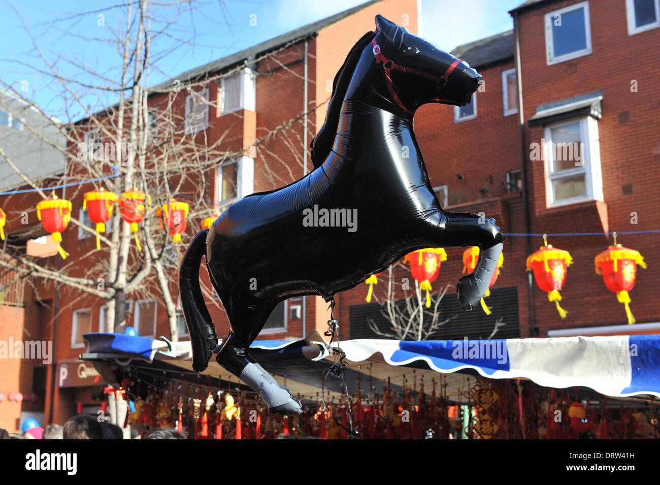 Gerard Street, London, UK. 2nd February 2014. A horse balloon on Gerard ...
