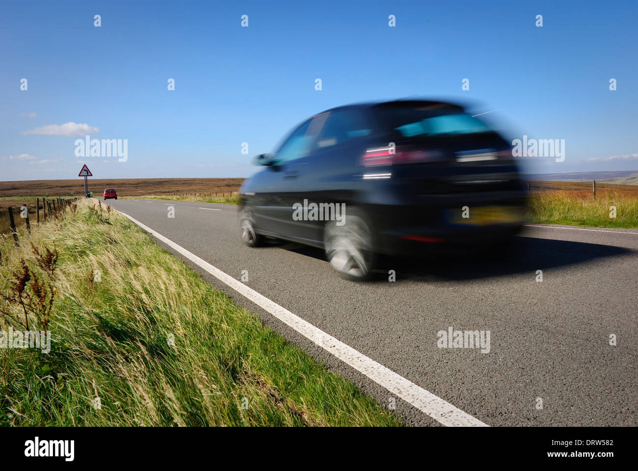 Cars driving trough Peak District National Park. Road A57 Stock Photo ...
