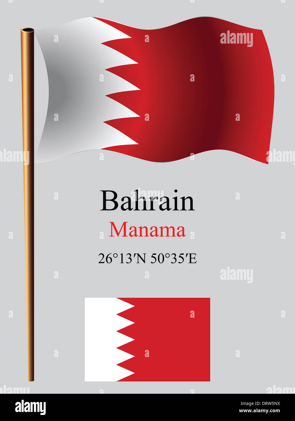 bahrain wavy flag and coordinates against gray background, vector art ...