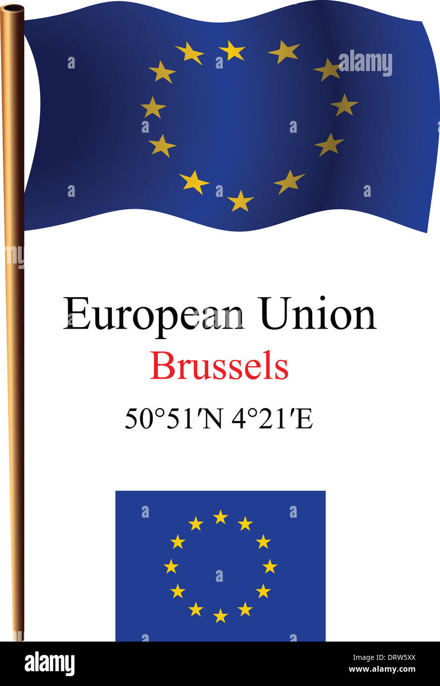 european union wavy flag and coordinates against white background ...