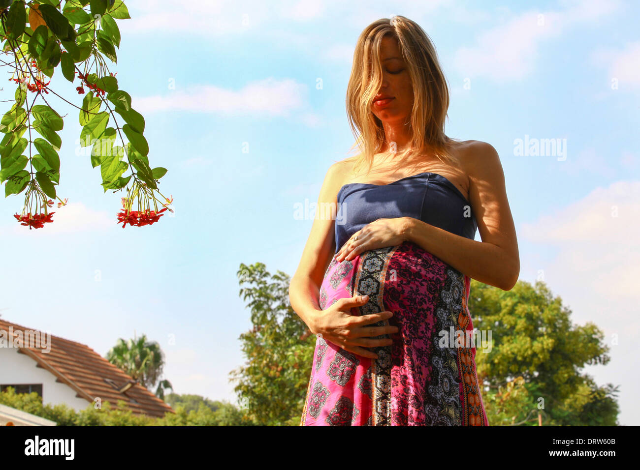 pregnant woman outdoor model release available Stock Photo - Alamy