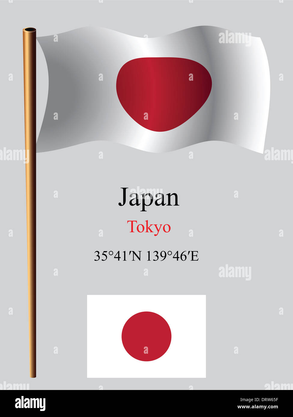 japan wavy flag and coordinates against gray background, vector art ...