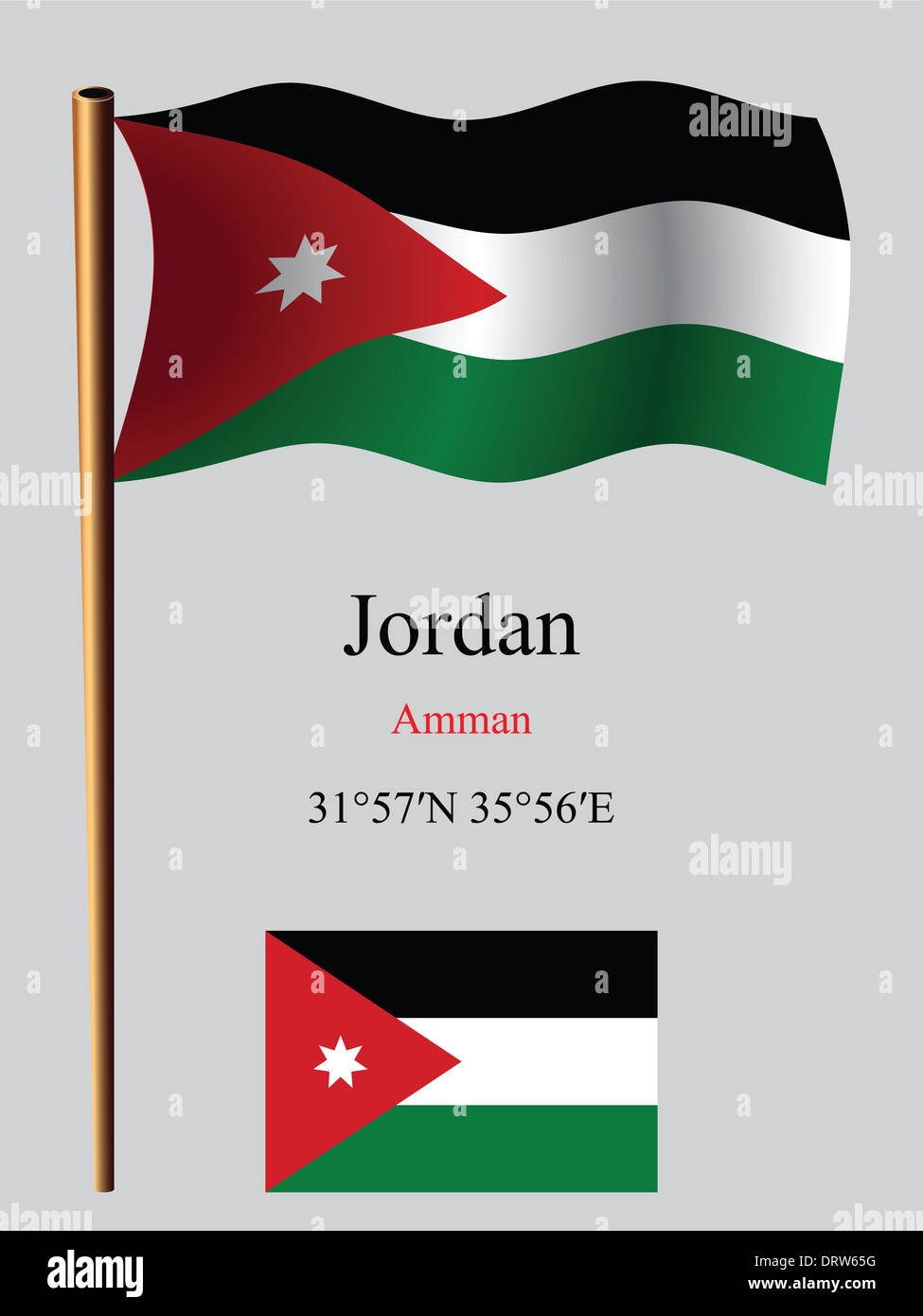 jordan wavy flag and coordinates against gray background, vector art ...