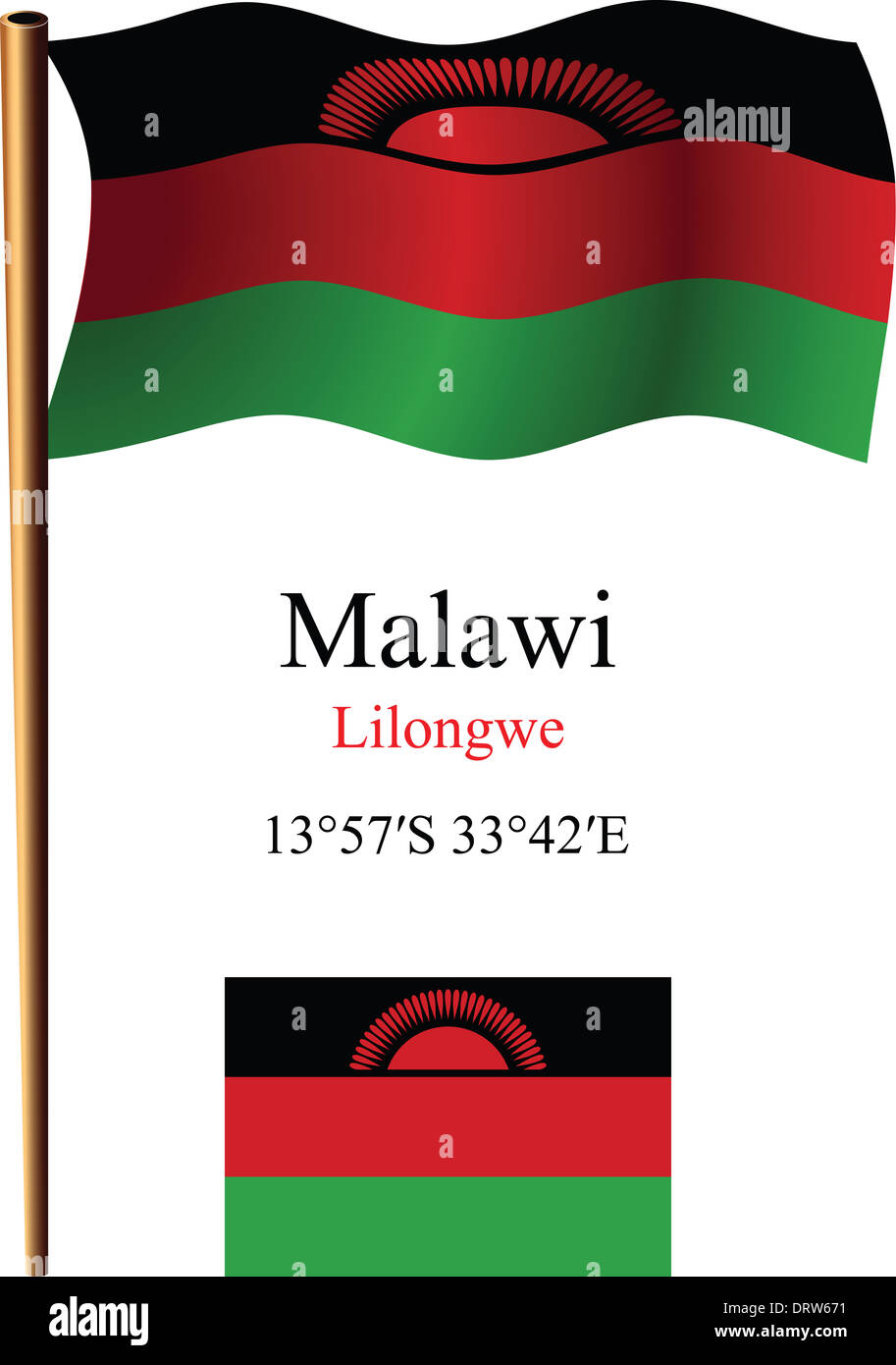 malawi wavy flag and coordinates against white background, vector art ...