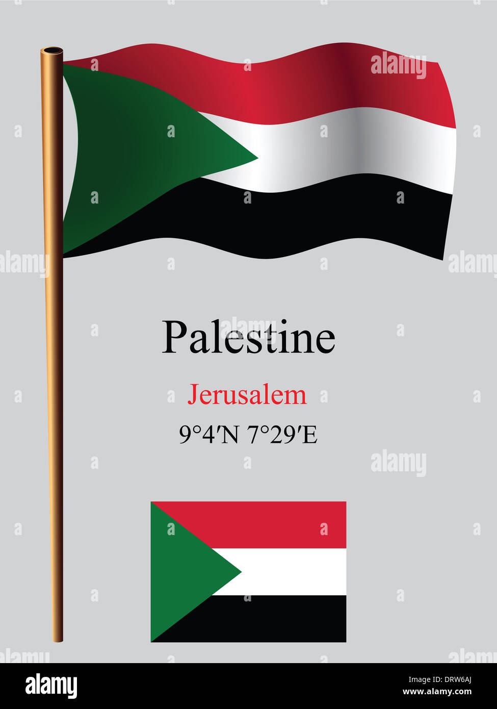 palestine wavy flag and coordinates against gray background, vector art ...