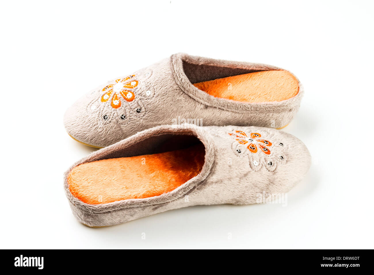 female slippers isolated on white background Stock Photo - Alamy