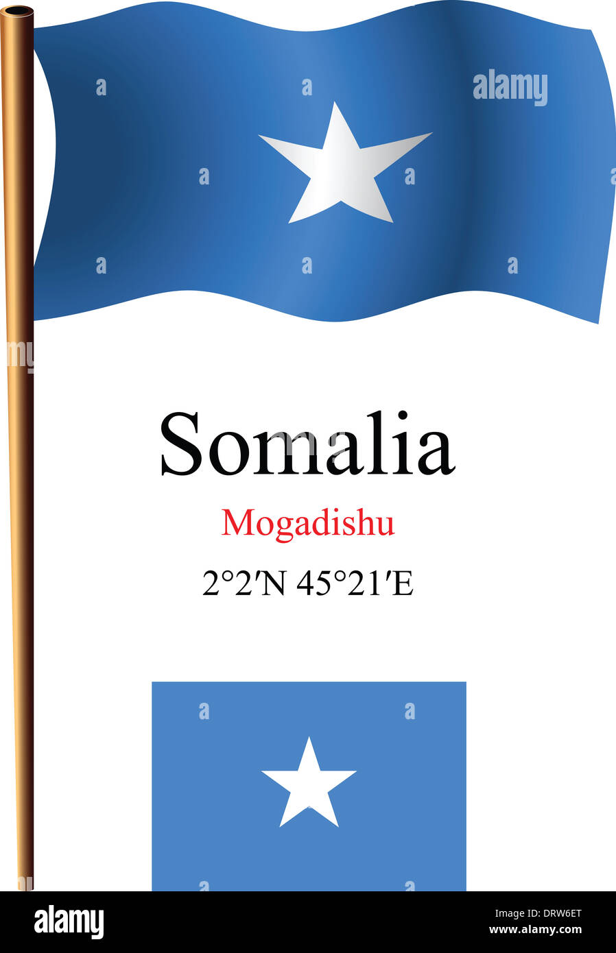 somalia wavy flag and coordinates against white background, vector art ...