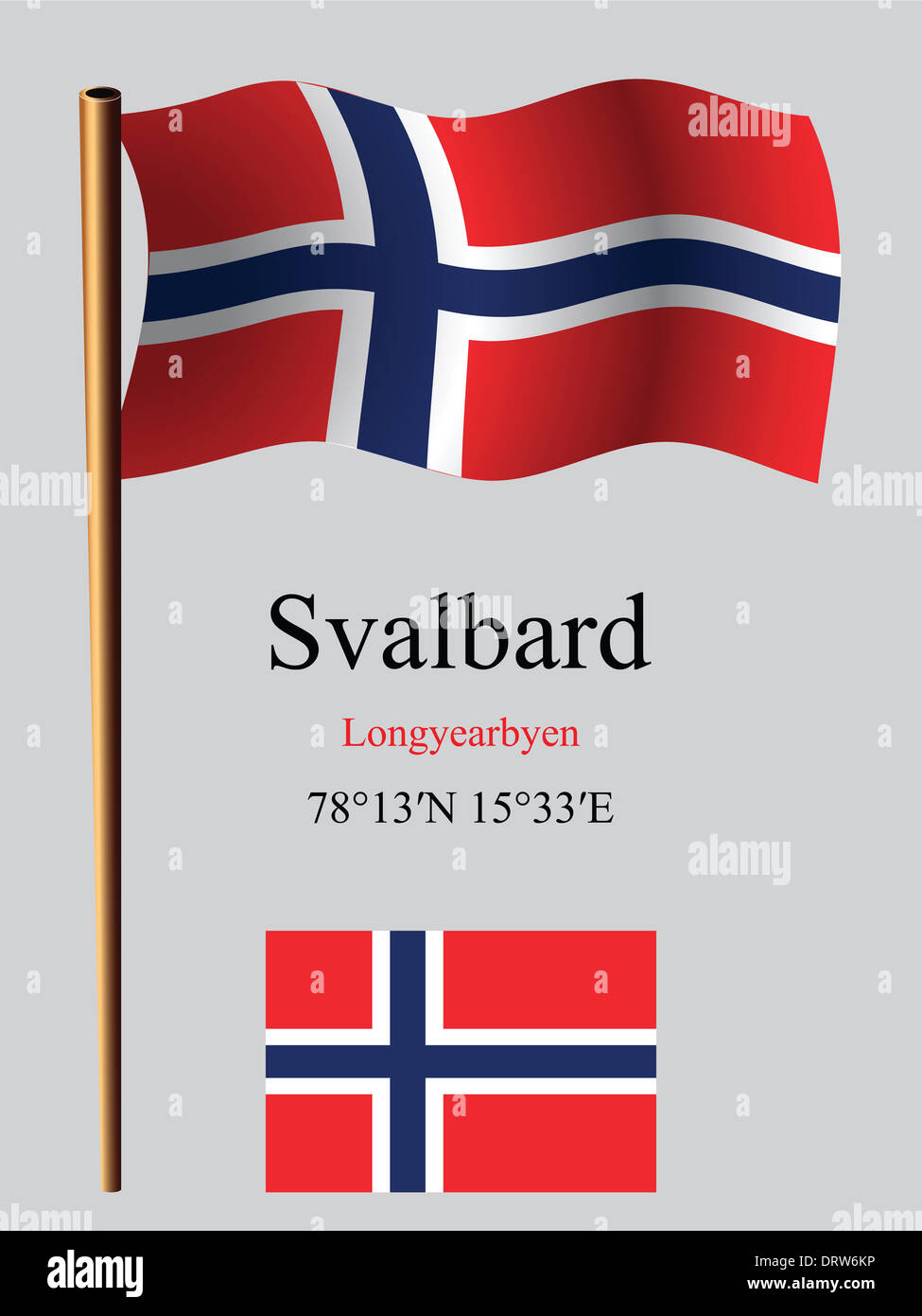 svalbard wavy flag and coordinates against gray background, vector art ...