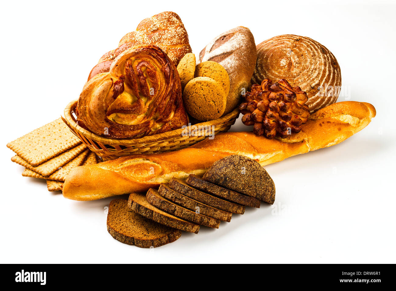 bread and cookies isolated on white background Stock Photo - Alamy