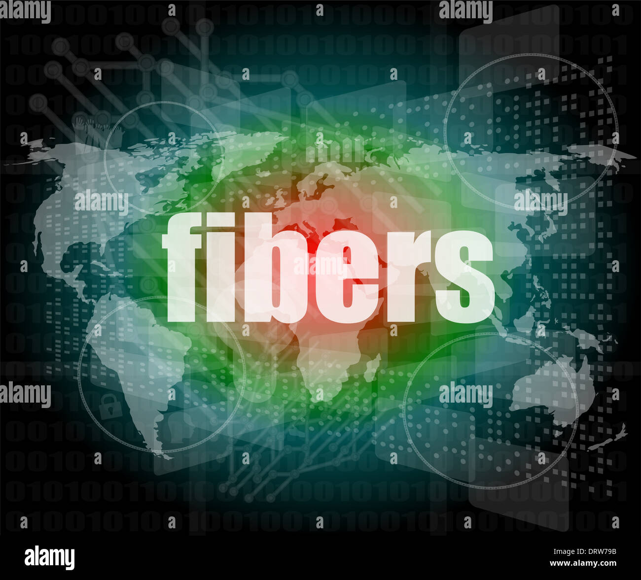 fibers word on digital screen, mission control interface hi technology ...