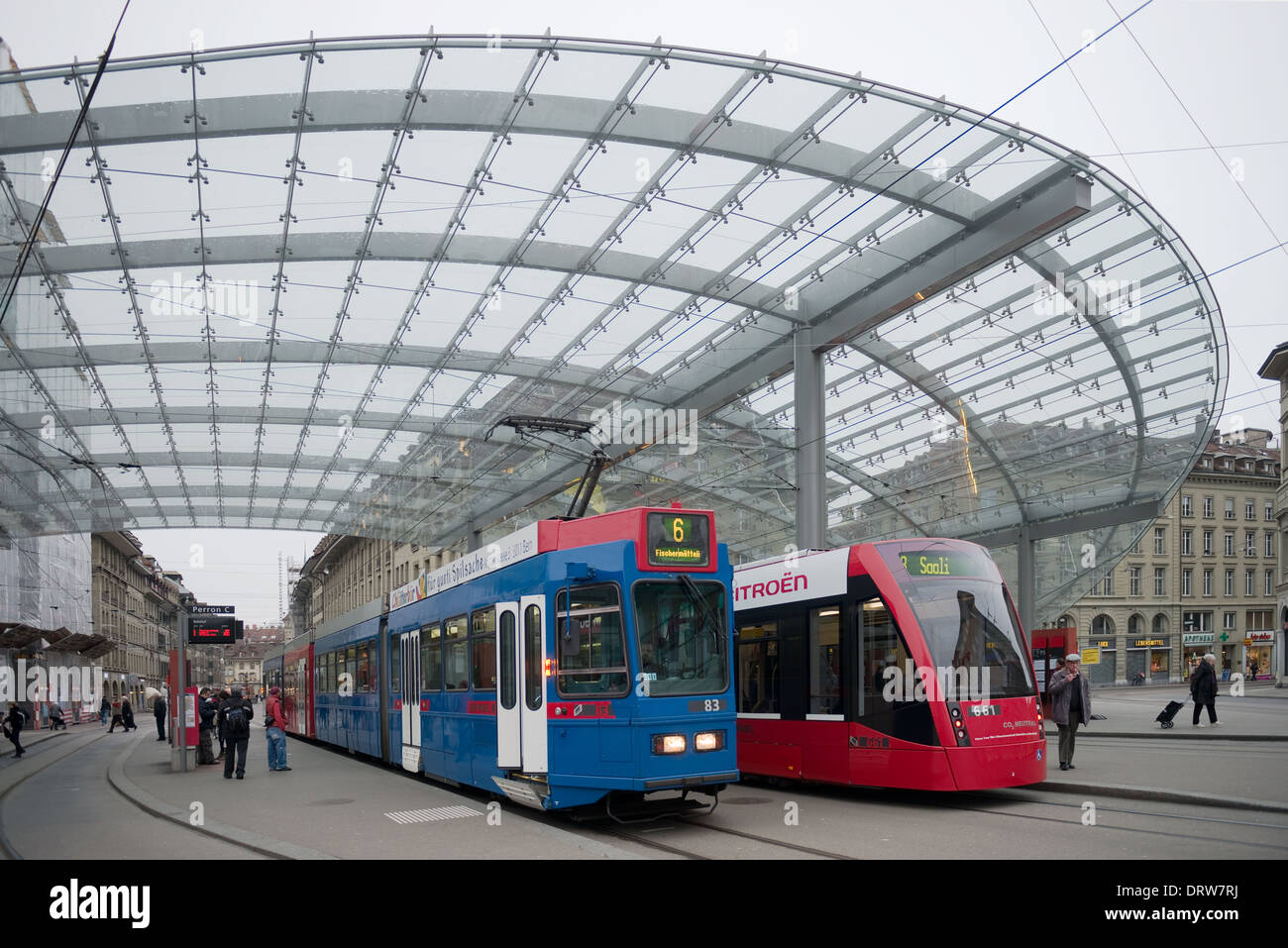 Trams at Bahnhof Bern, Switzerland -1 Stock Photo - Alamy
