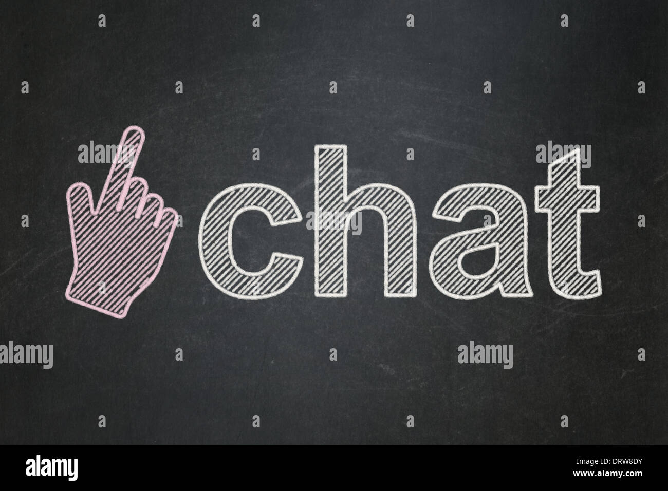 Web development concept: Mouse Cursor and Chat on chalkboard background ...