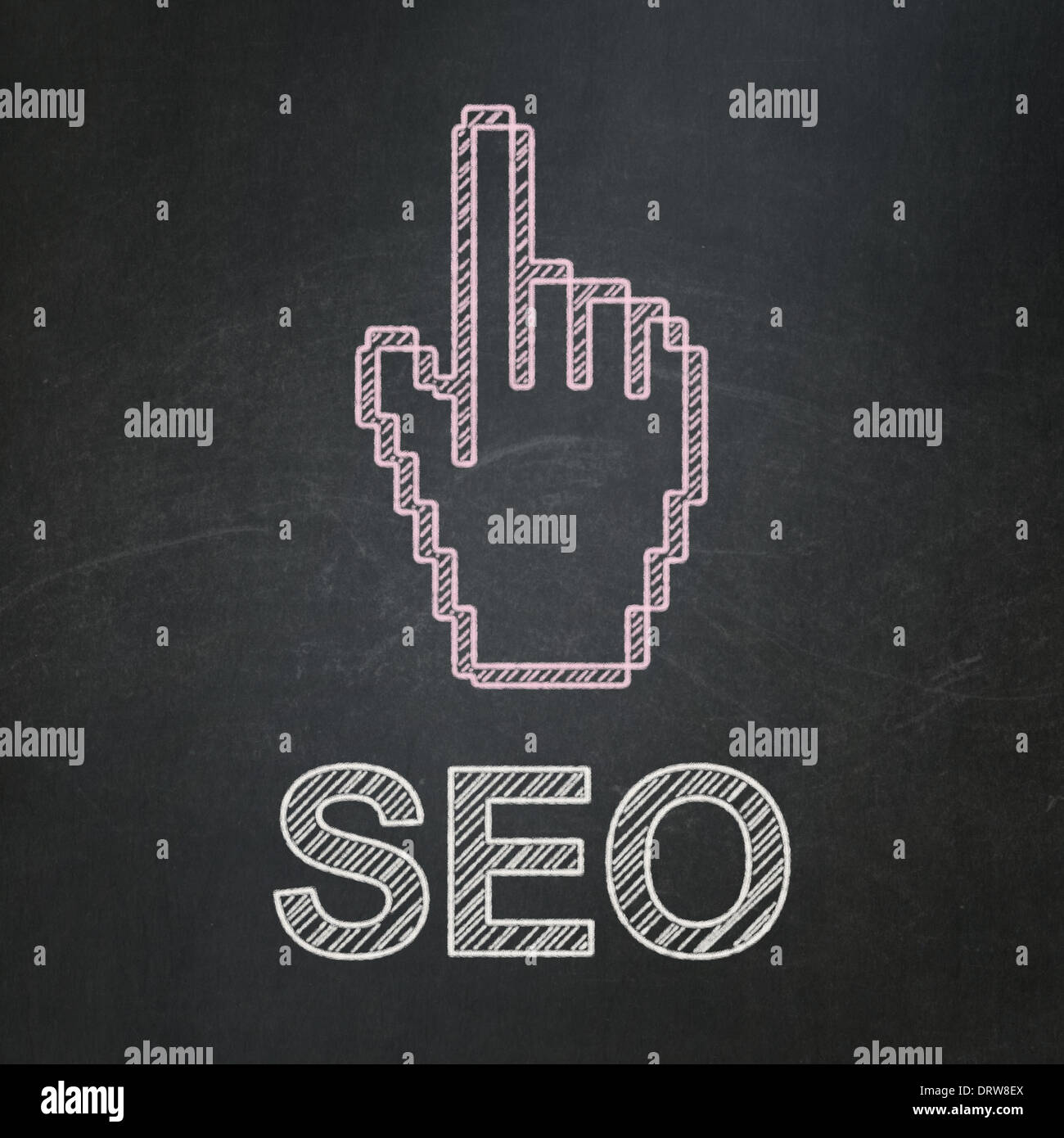 Web development concept: Mouse Cursor and SEO on chalkboard background Stock Photo - Alamy