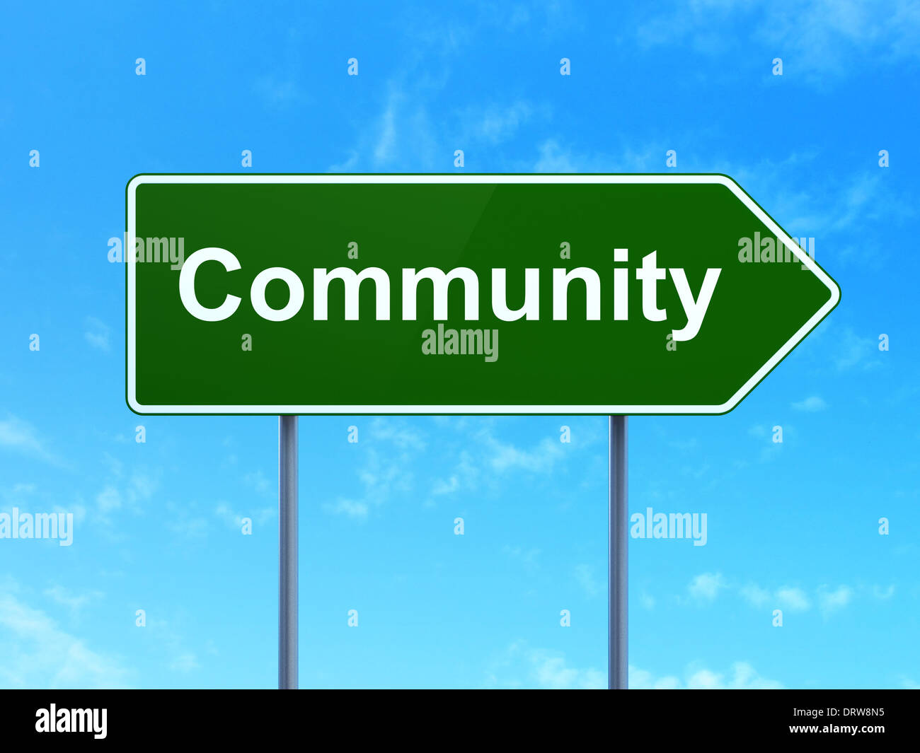 Social media concept: Community on road sign background Stock Photo - Alamy