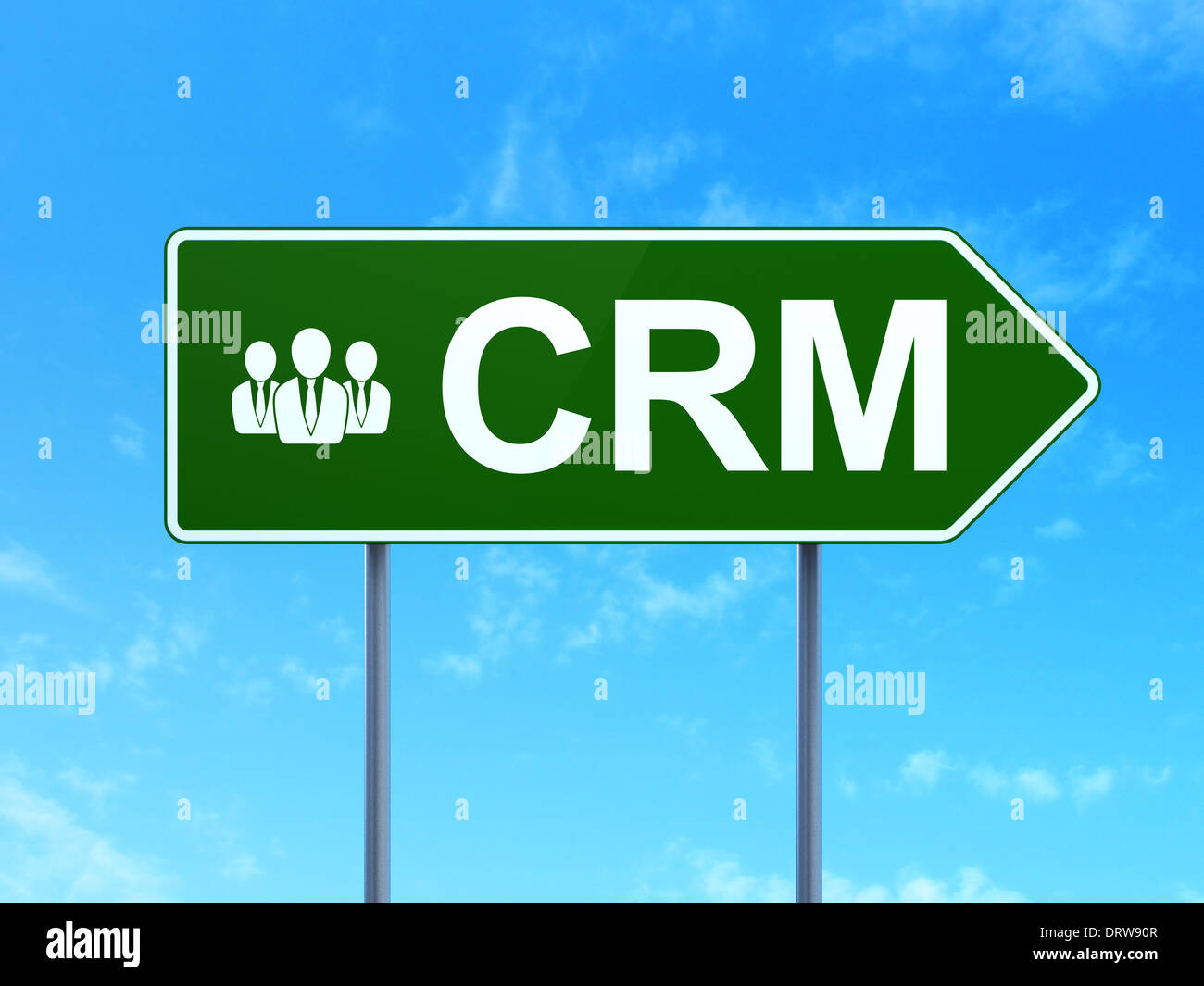 CRM and Business People on road sign background Stock Photo - Alamy