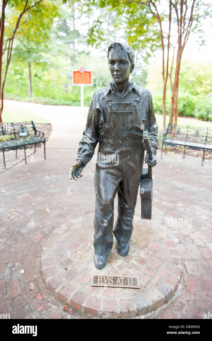 USA Mississippi MS Tupelo Elvis Aaron Presley Birthplace statue of ...