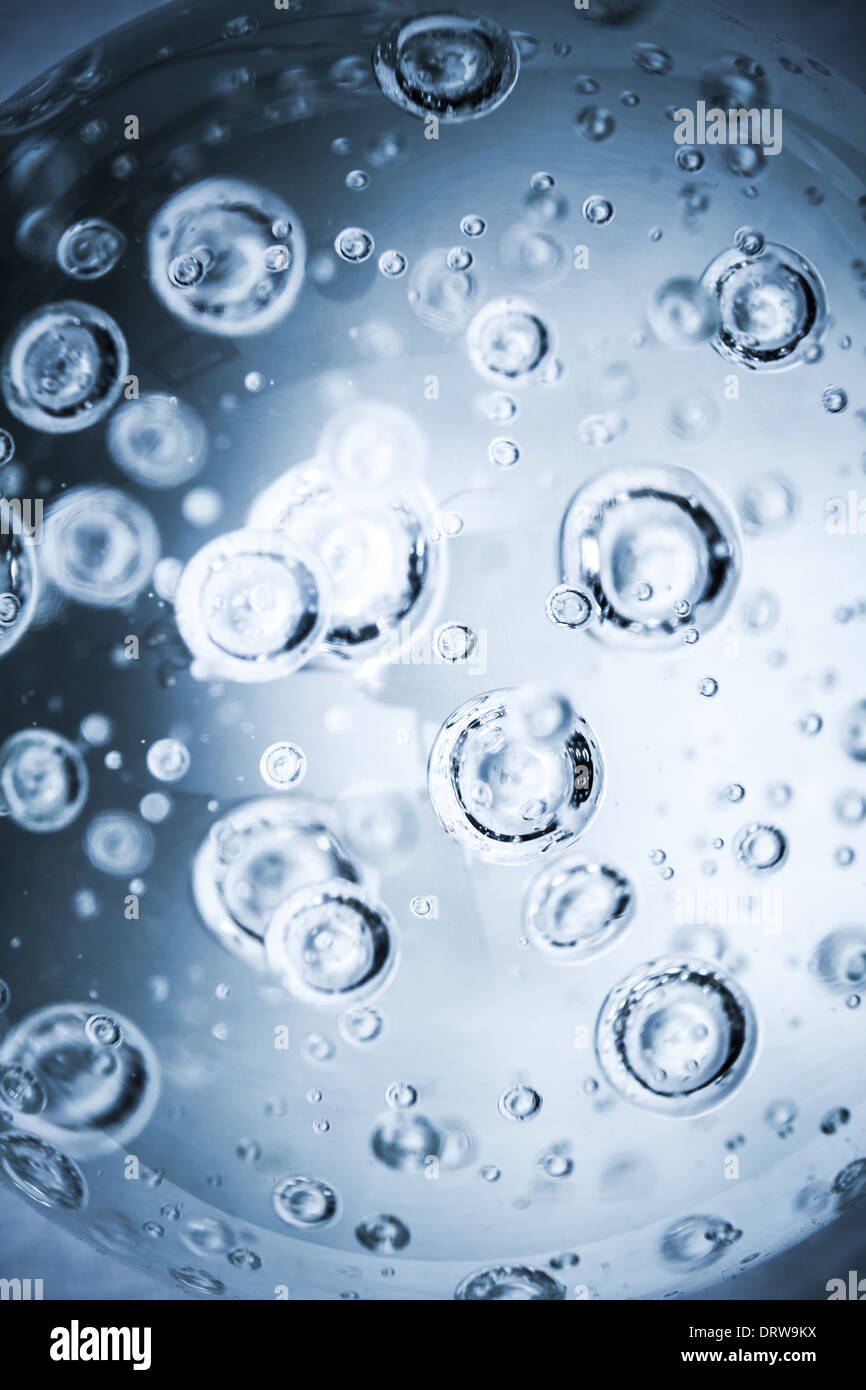 Abstract blue vertical background with bubbles in glass sphere Stock ...