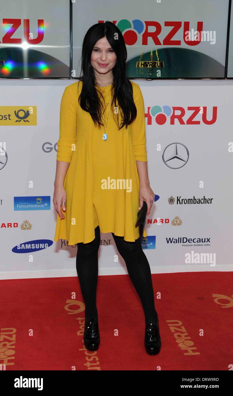 Anna Fischer arrives at the 49.Goldene Kamera 2014 at Hangar Airport ...