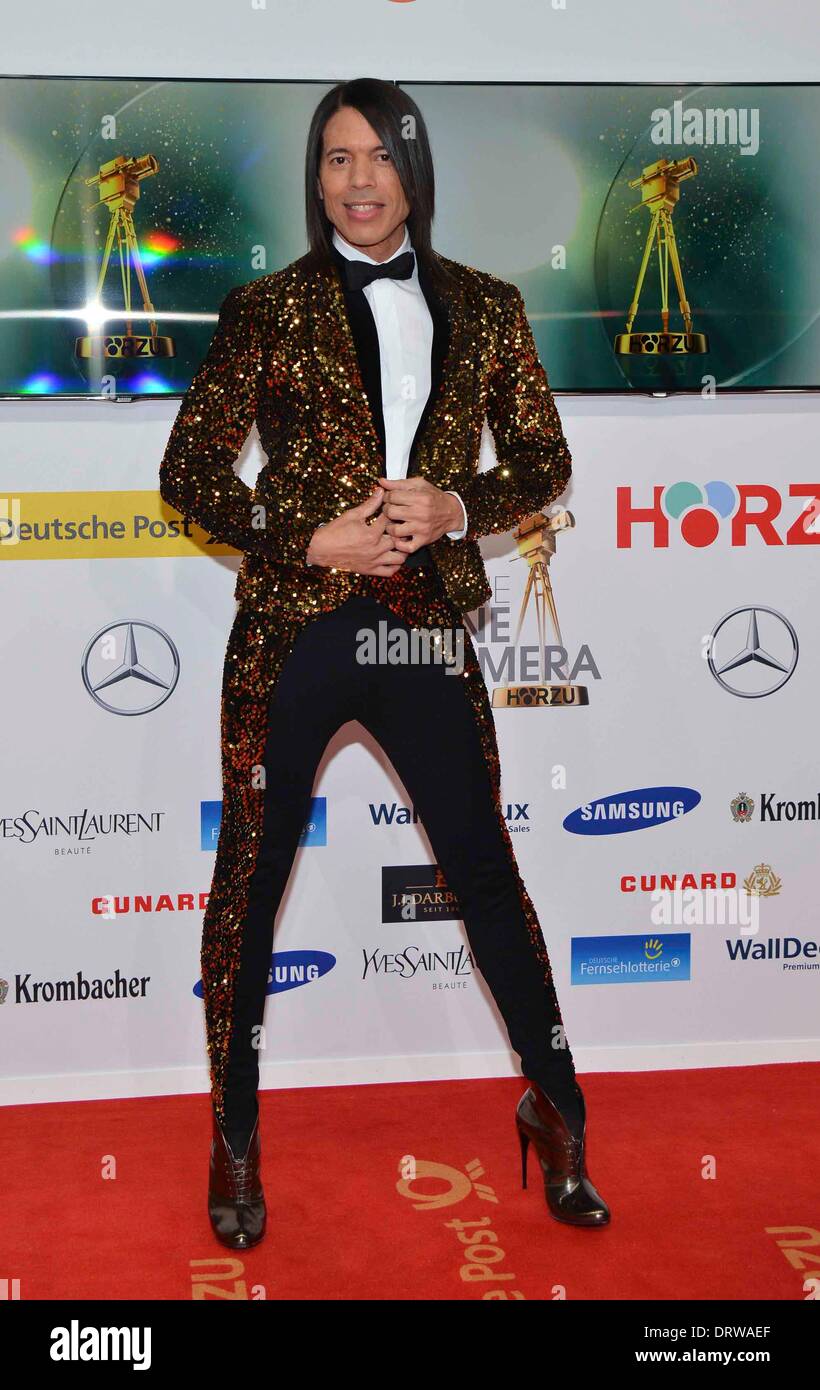 Model Jorge Gonzalez arrives at the 49.Goldene Kamera 2014 at Hangar ...