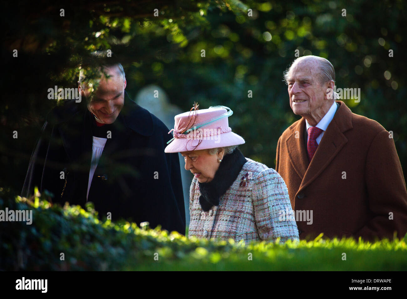 Her Majesty Queen Elizabeth II attending the church at West Newton ...