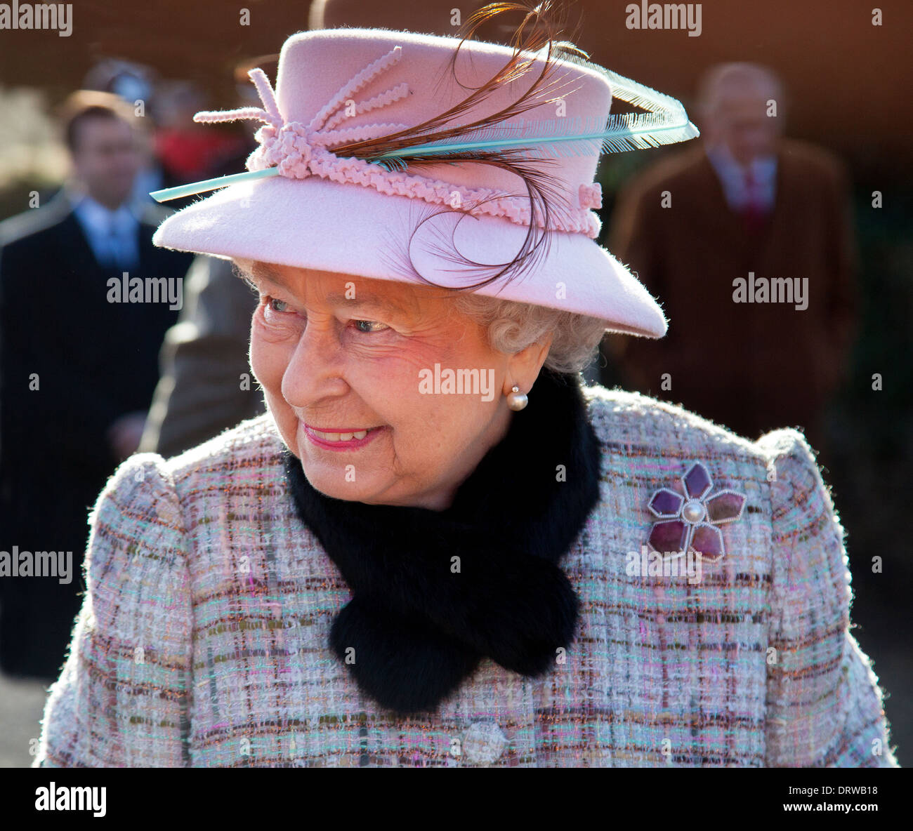 Her Majesty Queen Elizabeth II attending the church at West Newton ...
