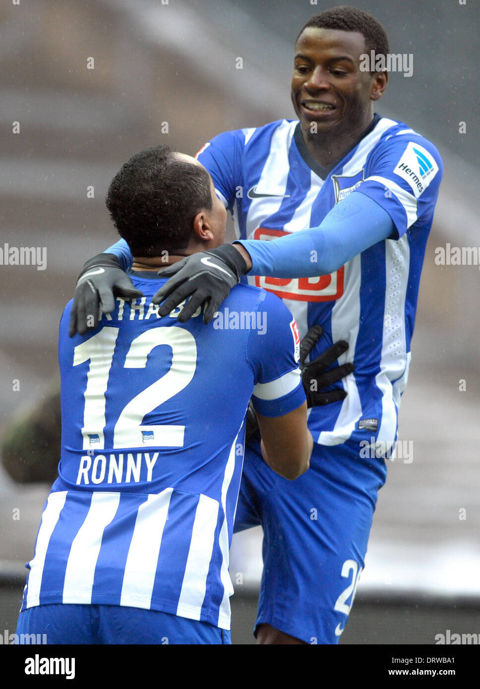 Berlin, Germany. 02nd Feb, 2014. Hertha's Ronny (L-R) and goal scorer ...