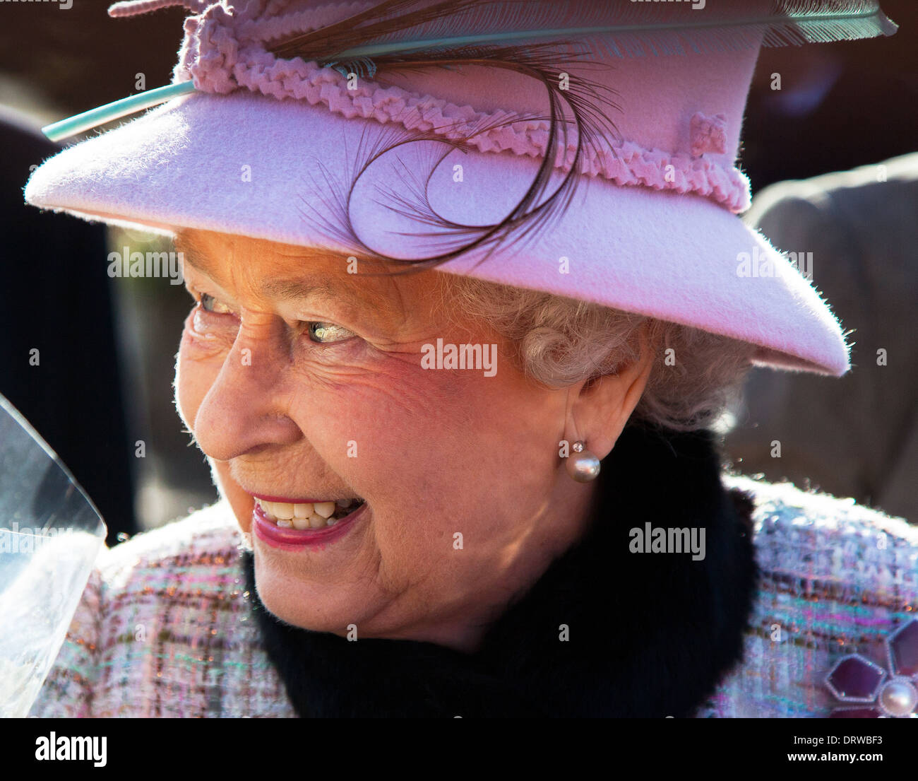 Her Majesty Queen Elizabeth II attending the church at West Newton ...