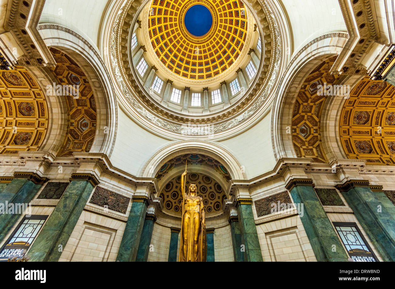 Statue of the Republic. A 22 carat gold leaf statue by Angelo Zanelli ...