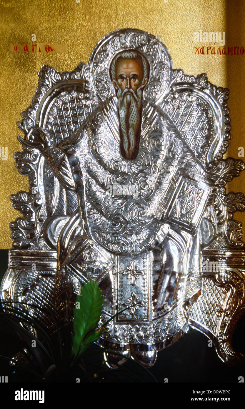 Samos Greece Icon of Saint Athanasios Stock Photo - Alamy