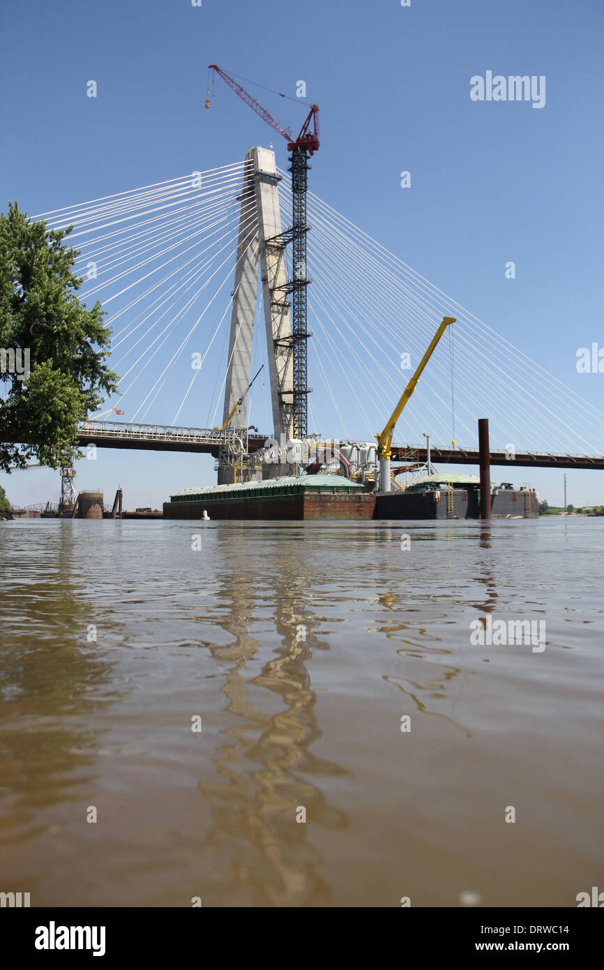 cable-stayed bridge construction over Mississippi River St Louis ...