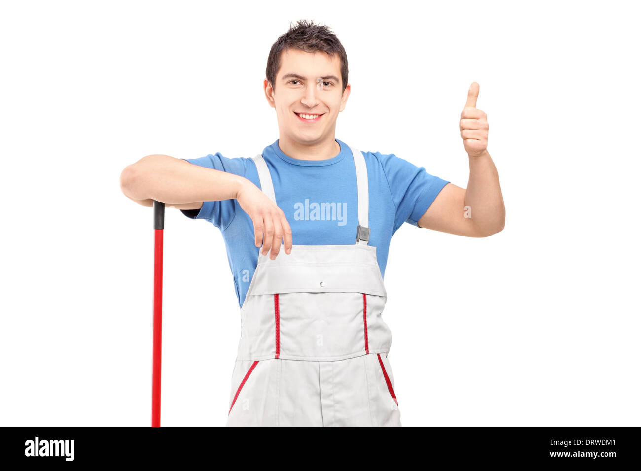 Male cleaner giving a thumb up Stock Photo - Alamy