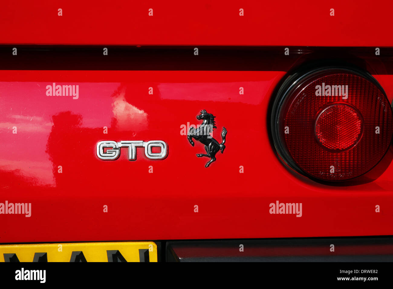 RED FERRARI 288 GTO CAR LIGHT & BADGE ISLE OF MAN 11 October 2013 Stock ...