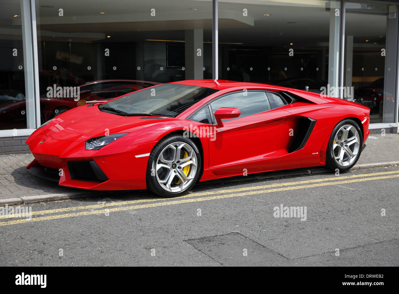 RED LAMBORGHINI AVENTADOR CAR WILMSLOW ENGLAND 20 June 2013 Stock Photo ...