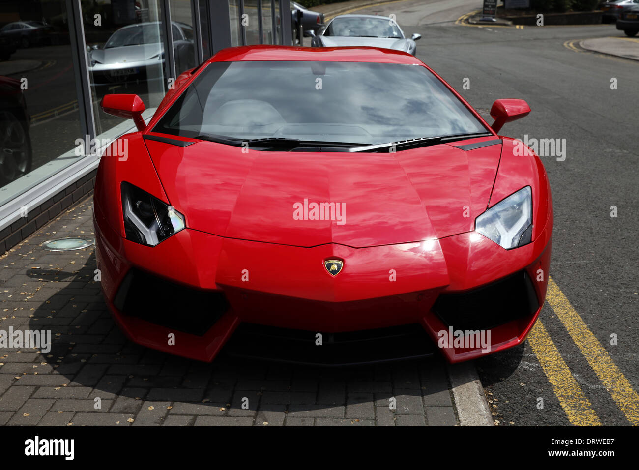 RED LAMBORGHINI AVENTADOR CAR WILMSLOW ENGLAND 20 June 2013 Stock Photo ...