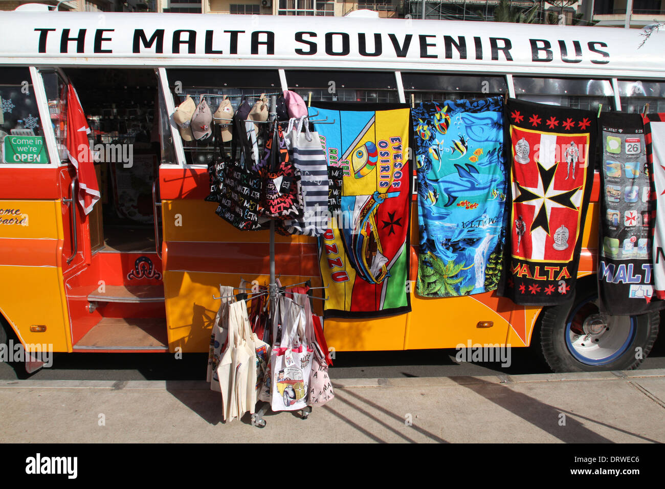 MULTI-COLOURED SOUVENIR BUS SLIEMA MALTA 05 December 2013 Stock Photo ...