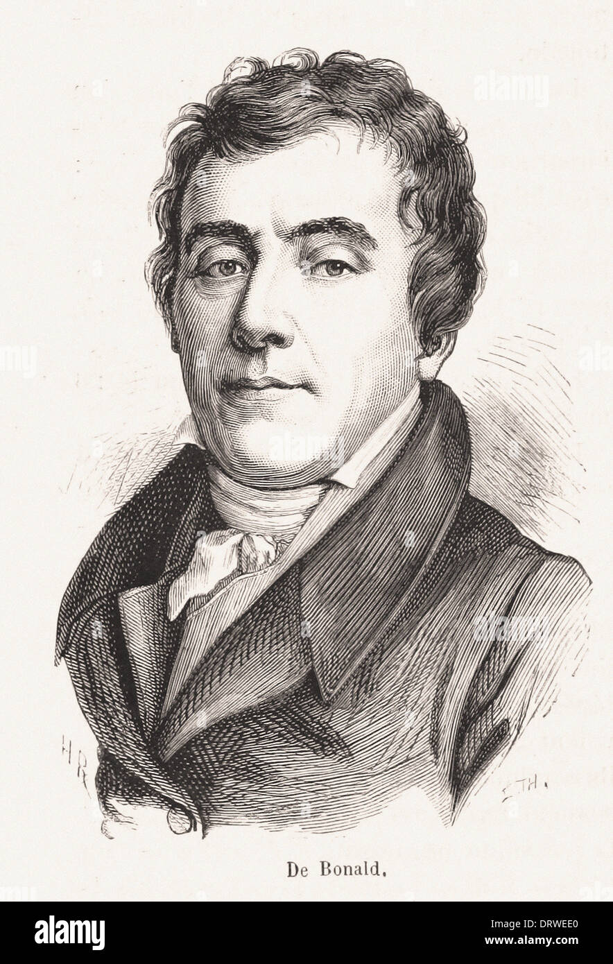 Portrait of de Bonald - French engraving XIX th century Stock Photo - Alamy