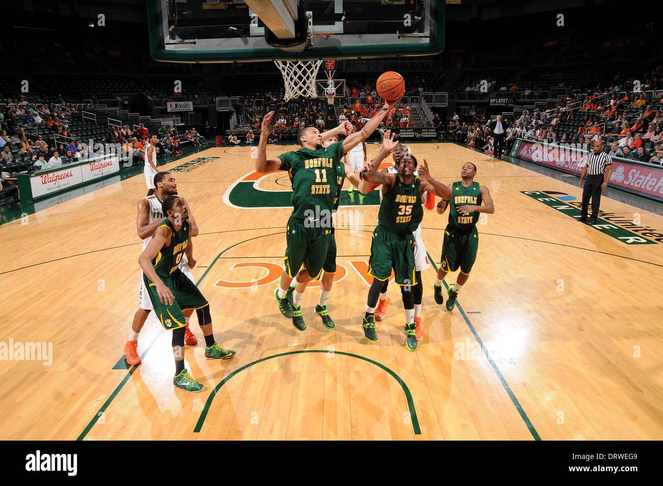 Coral Gables, FL, USA. 1st Feb, 2014. Pendarvis Williams #11 of Norfolk ...