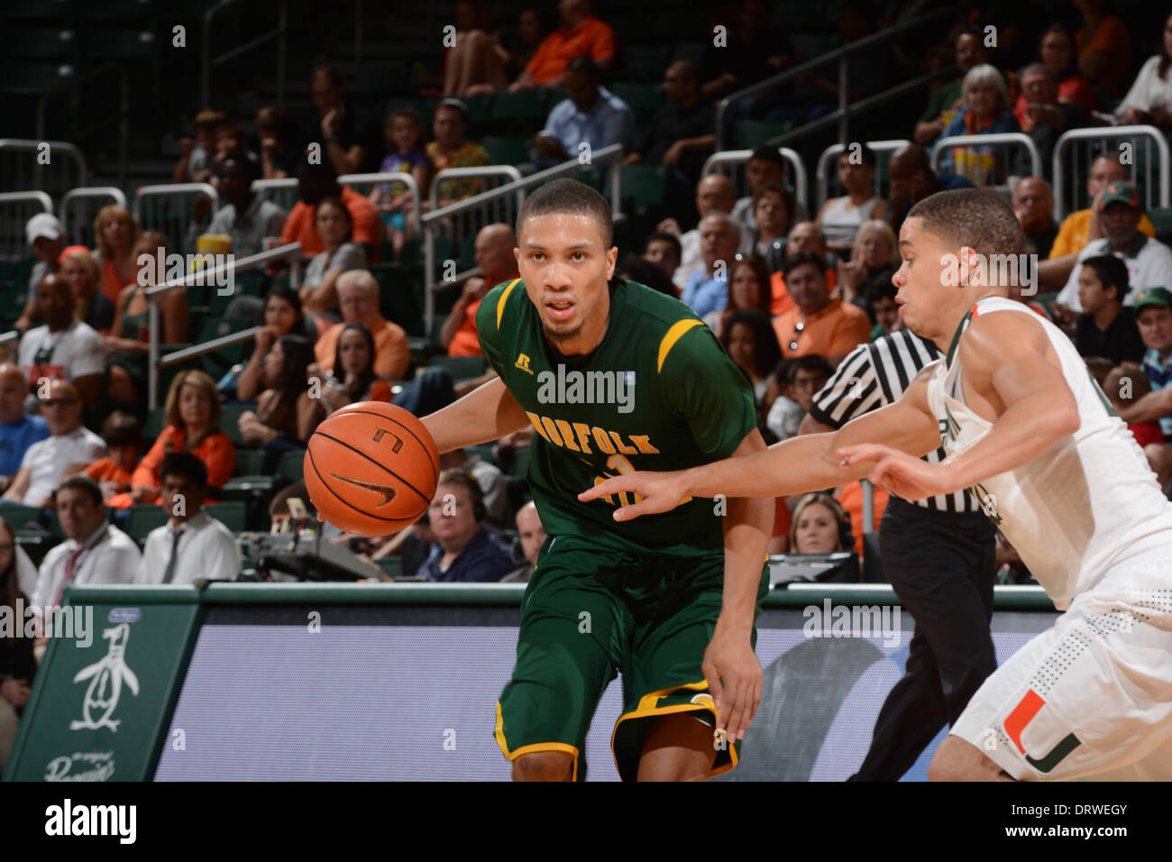 Coral Gables, FL, USA. 1st Feb, 2014. Pendarvis Williams #11 of Norfolk ...