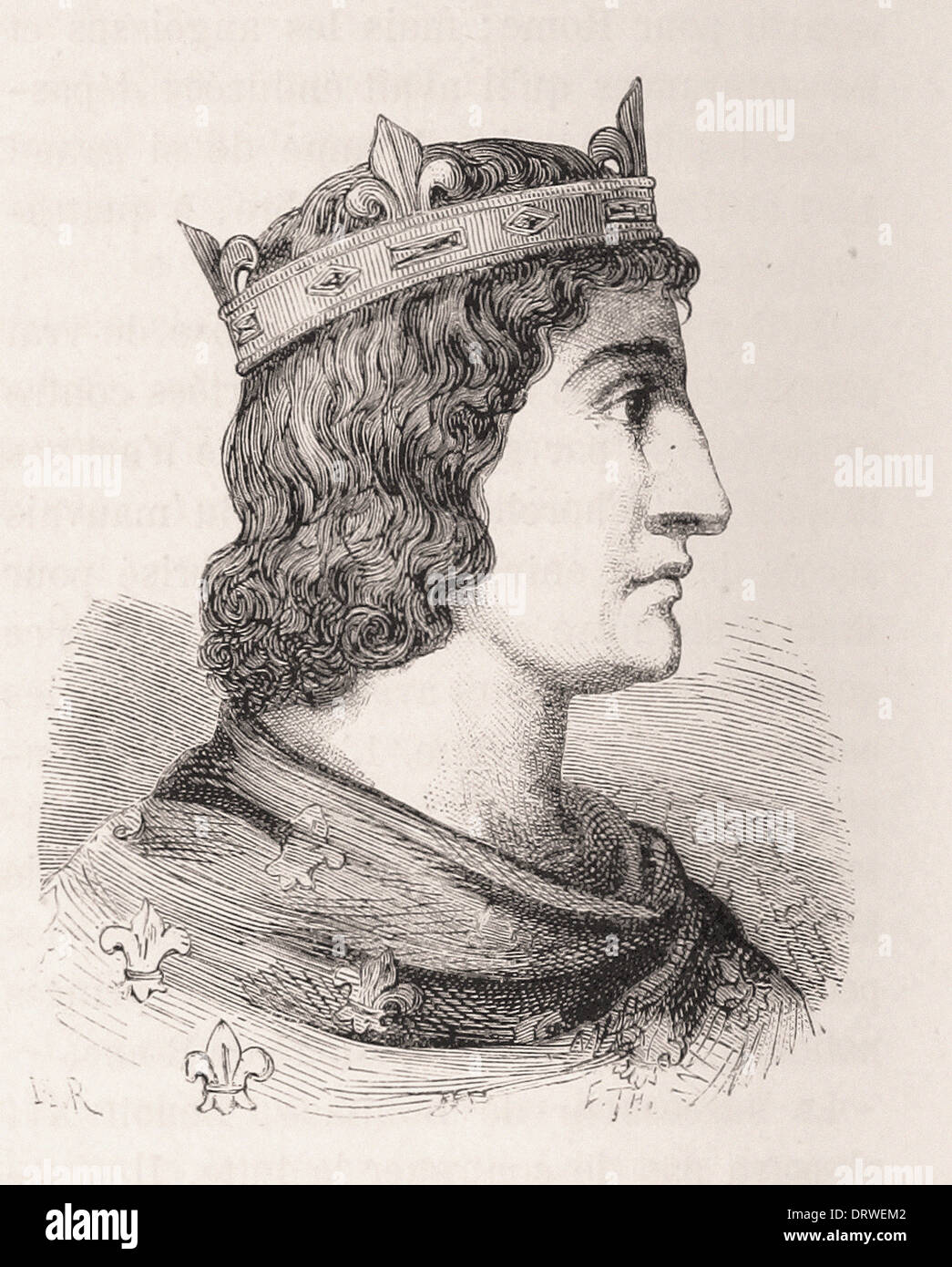 Portrait of Philippe le Bel - French engraving XIX th century Stock ...