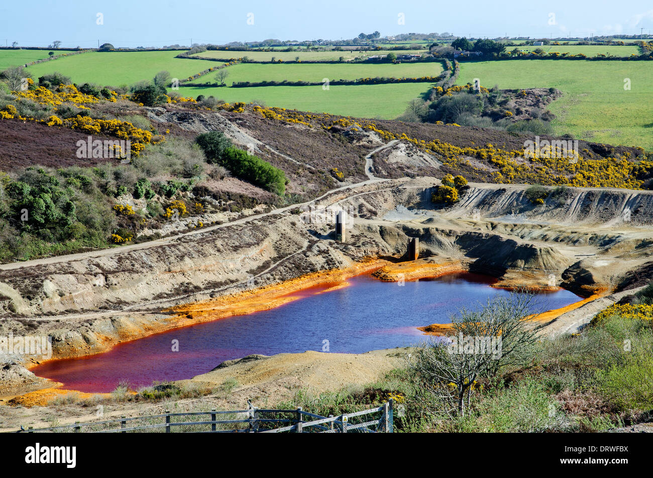 The scarred landscape from an old copper mine at Wheal maid near St.Day ...