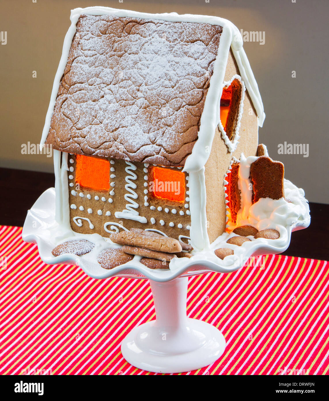 Gingerbread house on a winter landscape Stock Photo - Alamy
