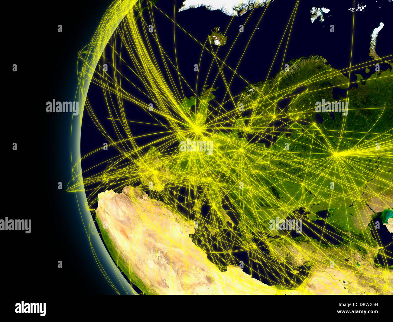 Europe main air routes map hi-res stock photography and images - Alamy