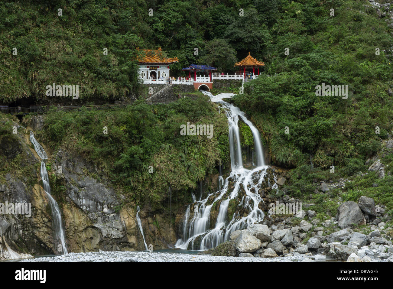 Waterfall and Eternal Spring Shrine (Changchun Shrine) at the Taroko ...