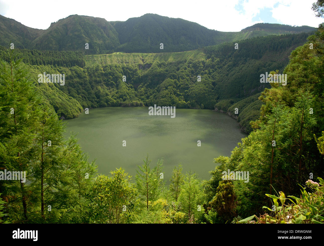 Lagoa de Santiago, in the caldera, Sao Miguel Island, Azores Stock ...
