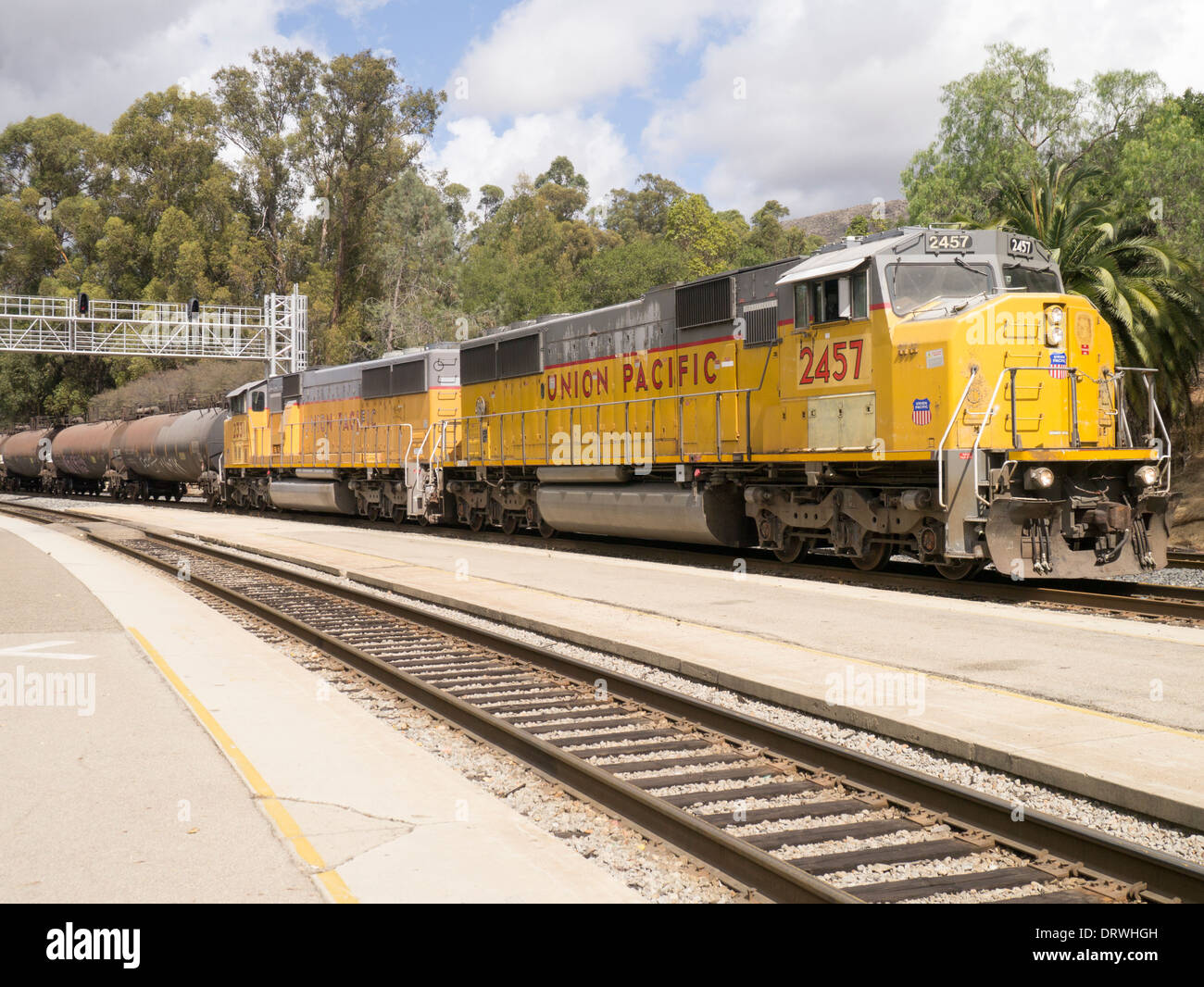 A Union Pacific freight train waiting in San Luis Obispo station ...