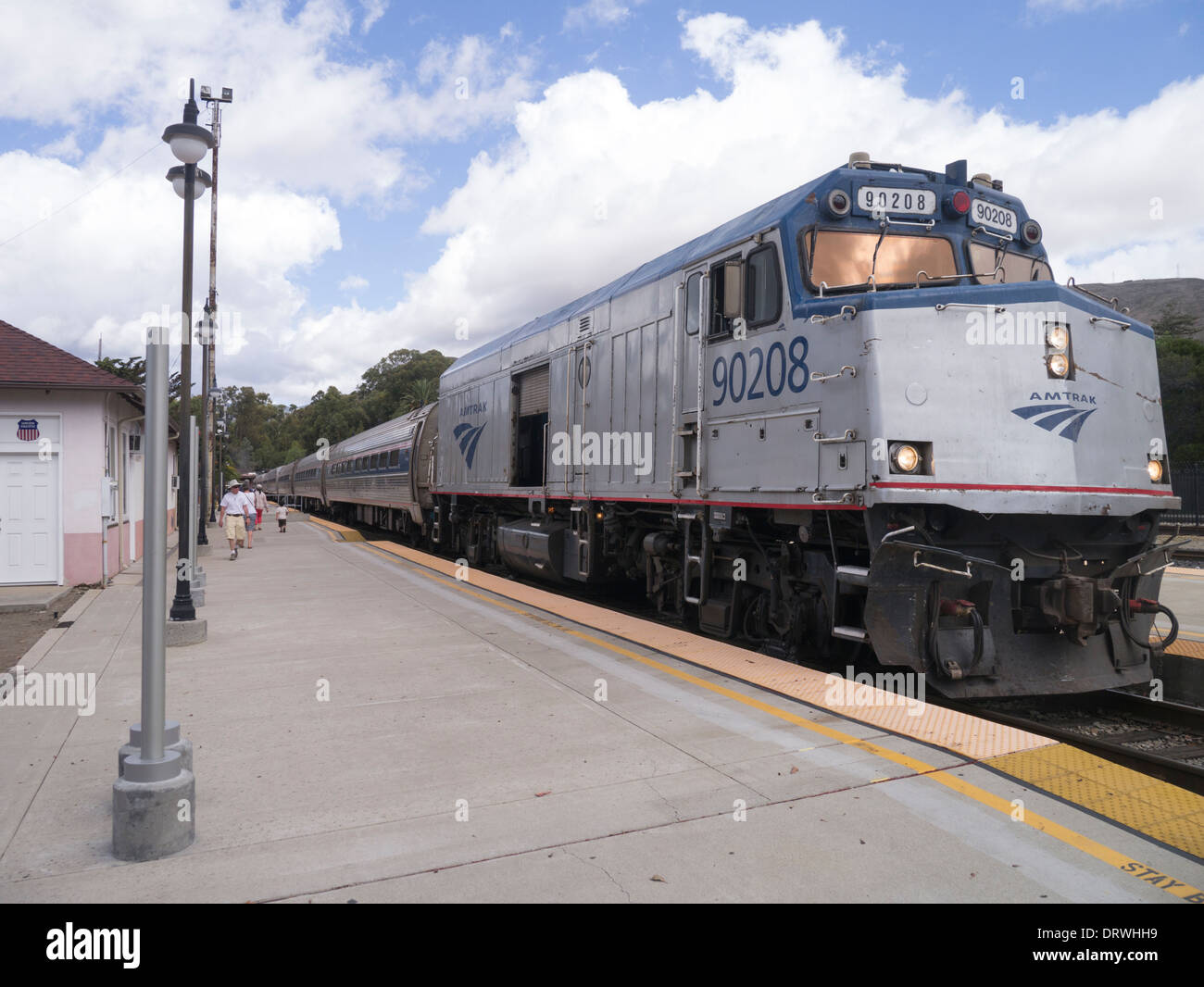 The Pacific Surfliner train in San Luis Obispo station, California, USA ...