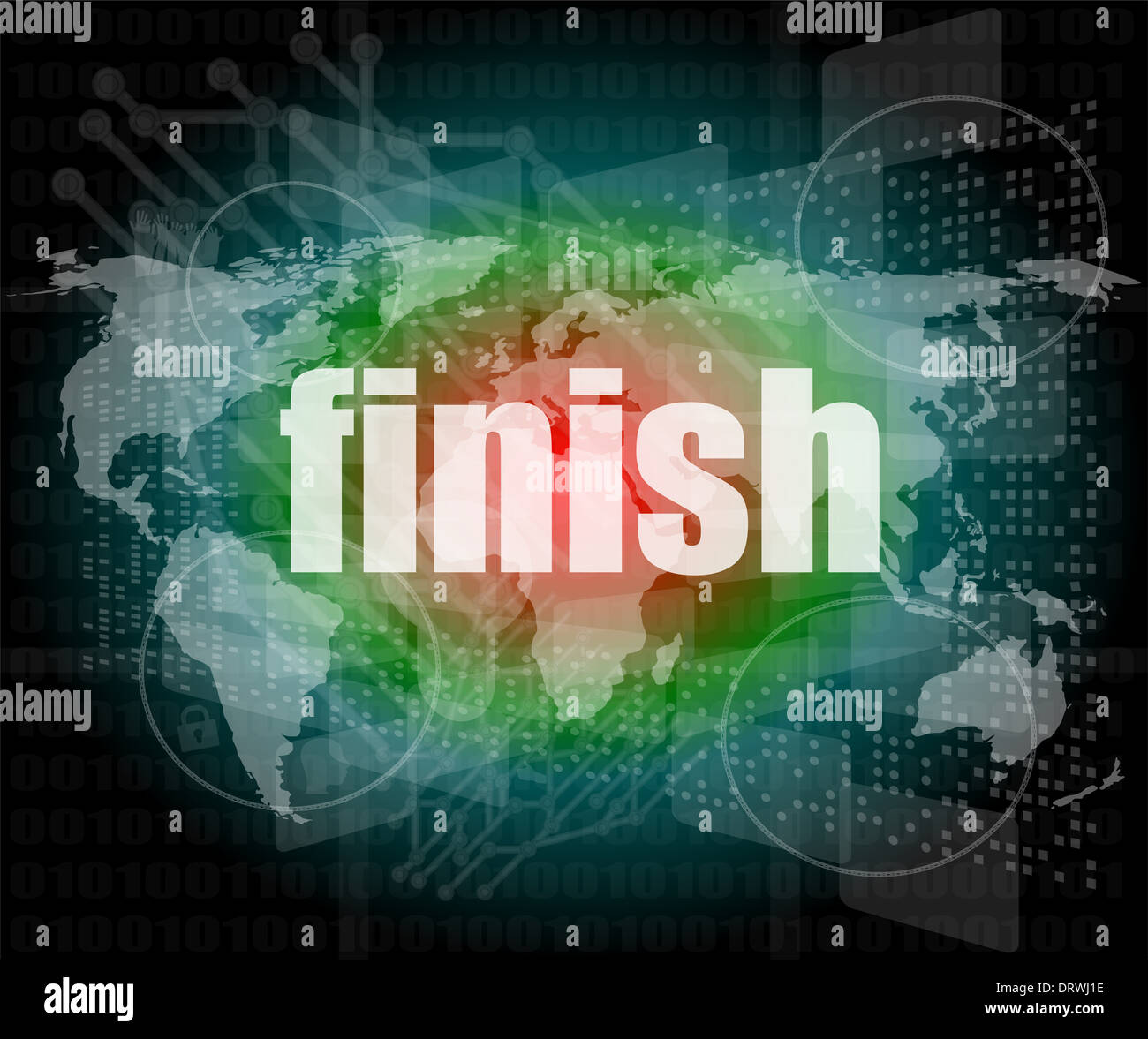 finish word on digital screen, mission control interface hi technology ...