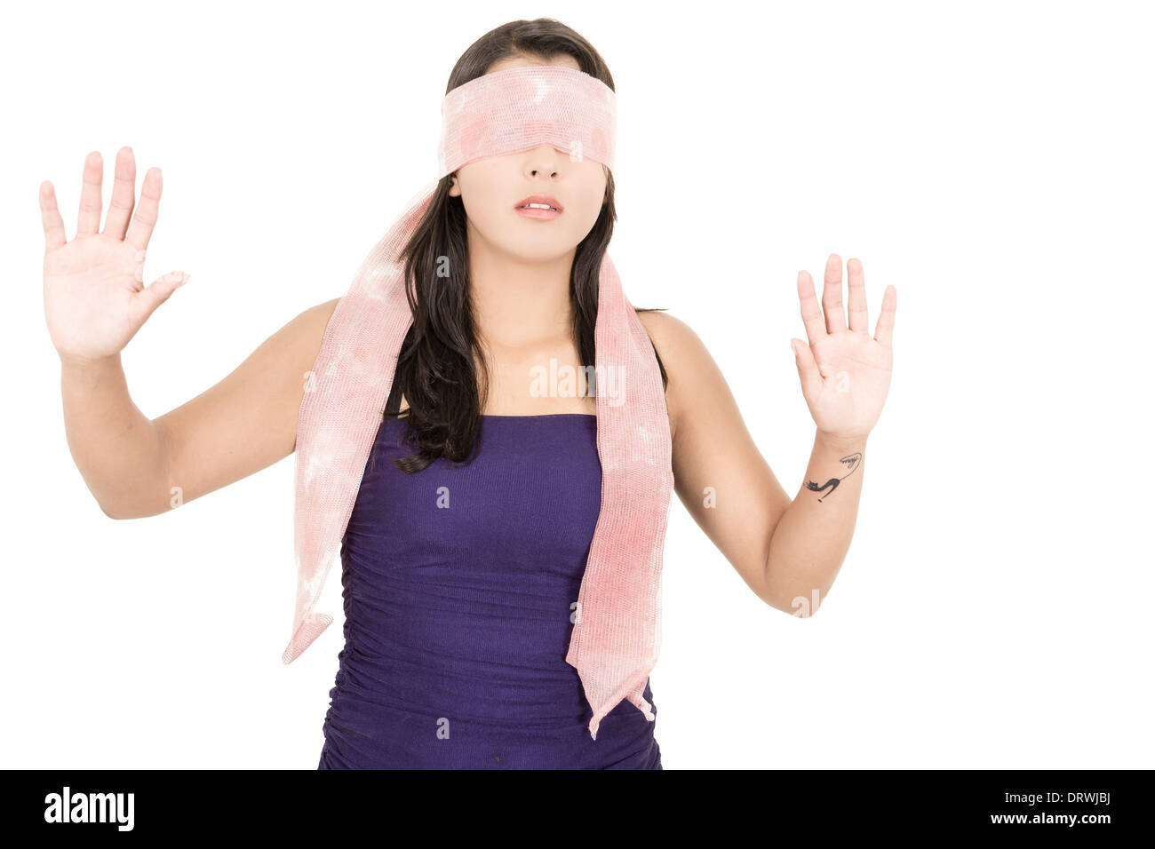 fastened eyes, bind woman Stock Photo - Alamy