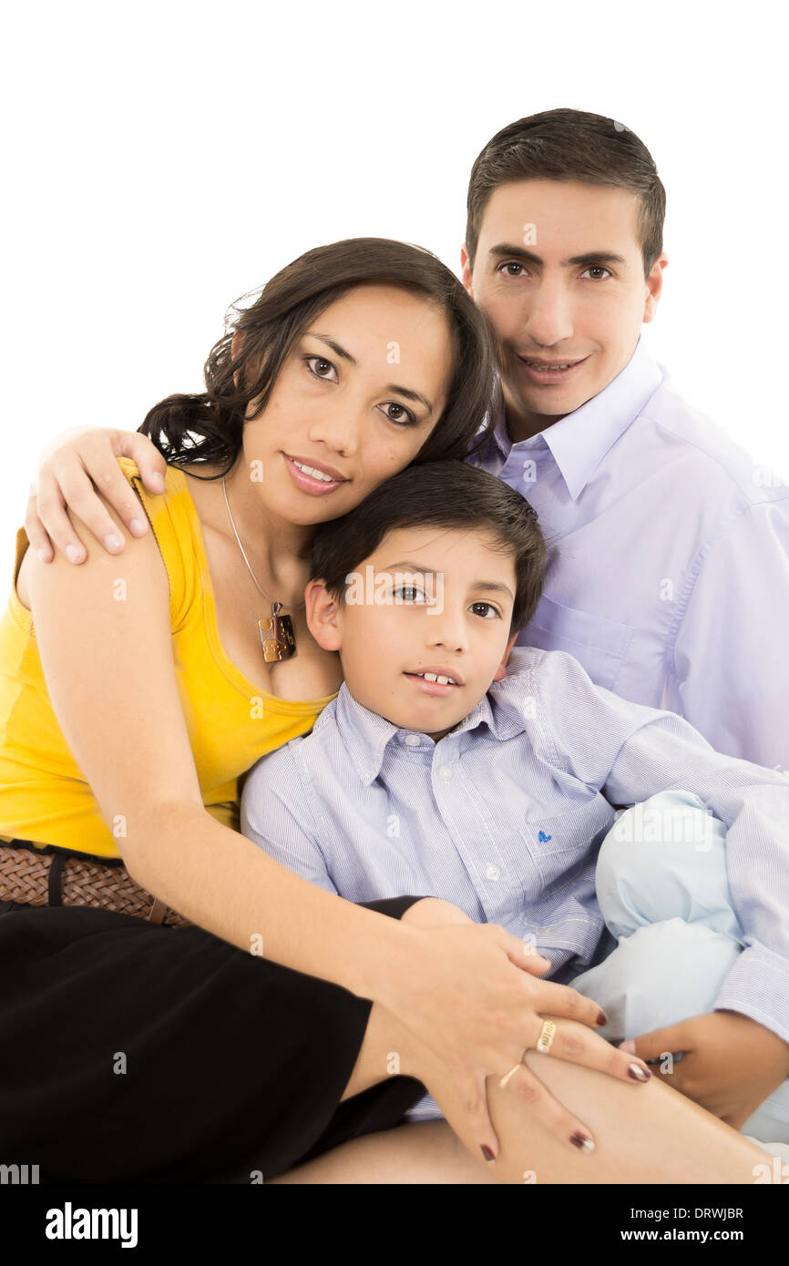 Happy hispanic family portrait smiling together Stock Photo - Alamy